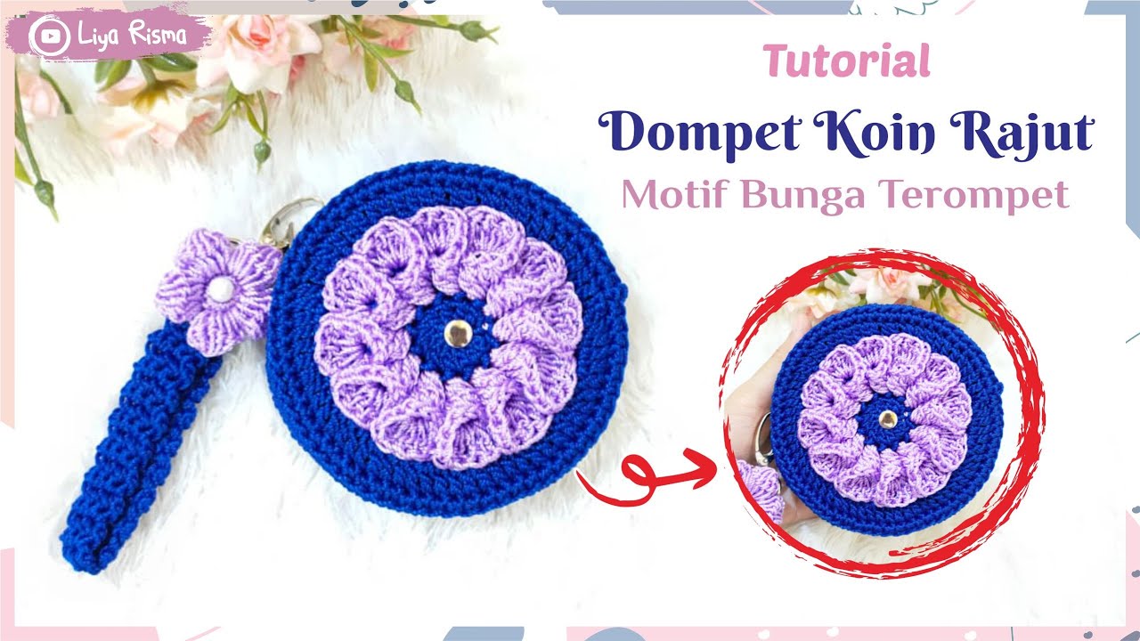 Crochet Purse | Tutorial Dompet Koin motif bunga terompet - YouTube