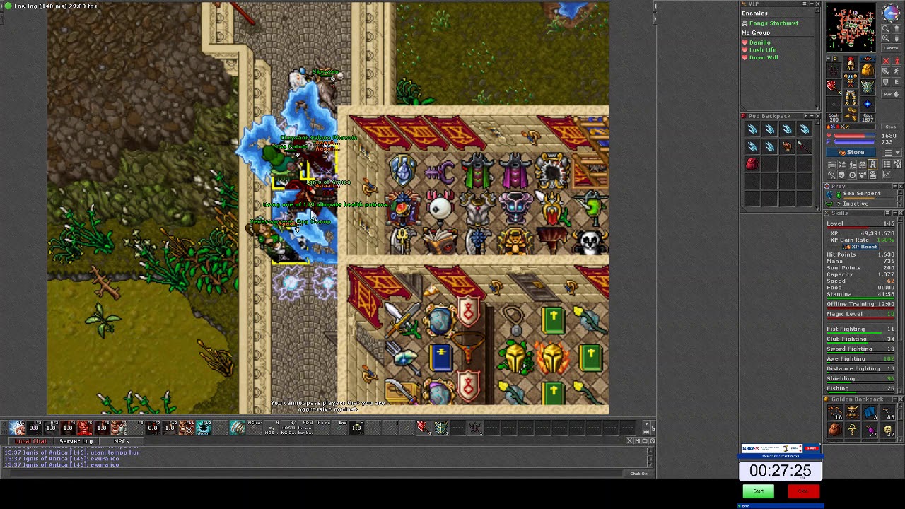 Tibia Antica PVP Team Tries To Kill 145 EK - YouTube