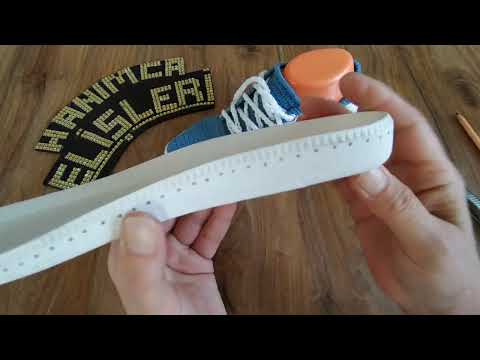 227- örgü ayakkabıda taban delme, örgüye hazırlık