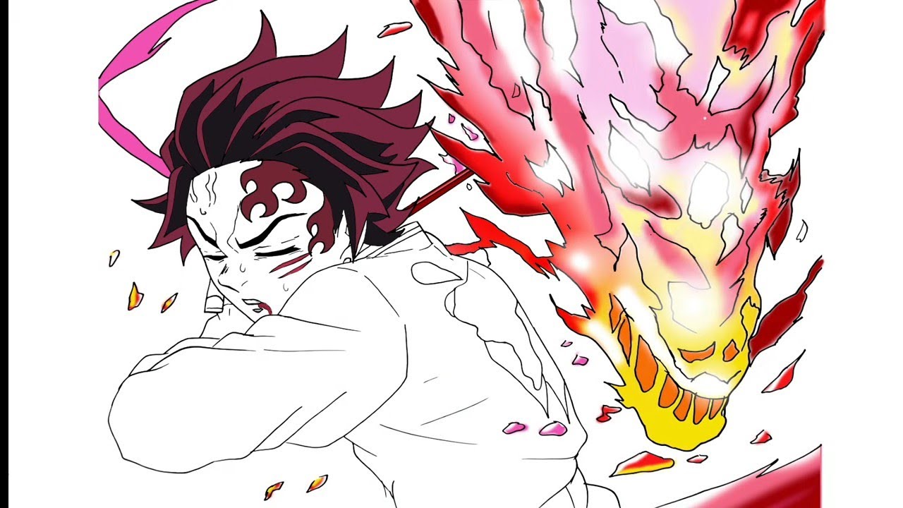 How to draw tanjiro | exploding blood dragon | demon slayer - YouTube