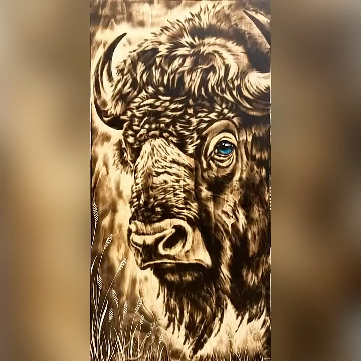 "Legend of the Blue Eyed Buffalo" Fire Painting process video - YouTube