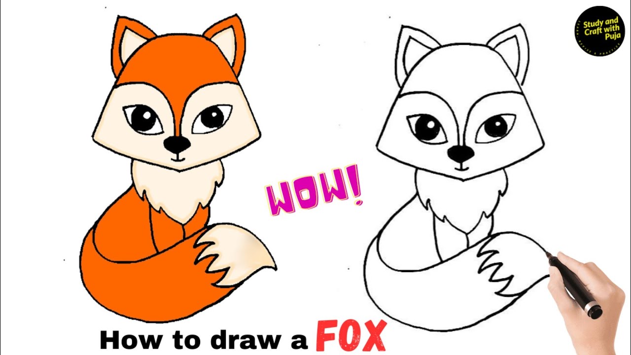 How to draw a fox 🦊 ll Fox drawing step by step for kids - YouTube
