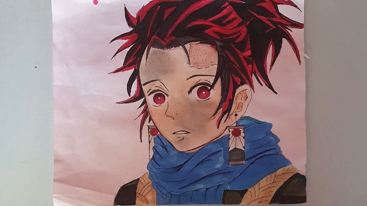 Drawing Tanjiro / Coloured/ Demon slayer - YouTube
