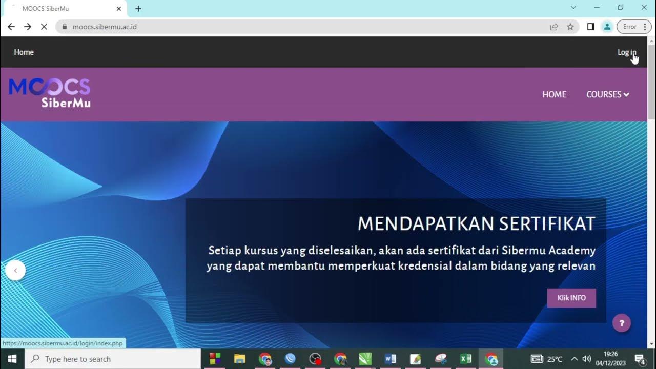 Cara mendaftar kursus online di moocs SiberMu, yang mencari kursus online gratis silahkan ...