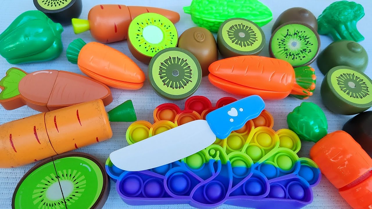 Satisfying Video 😘 Cutting Fruits and Vegetables, Kiwi Carrot | Plastic & Squishy ASMR Pop it ...