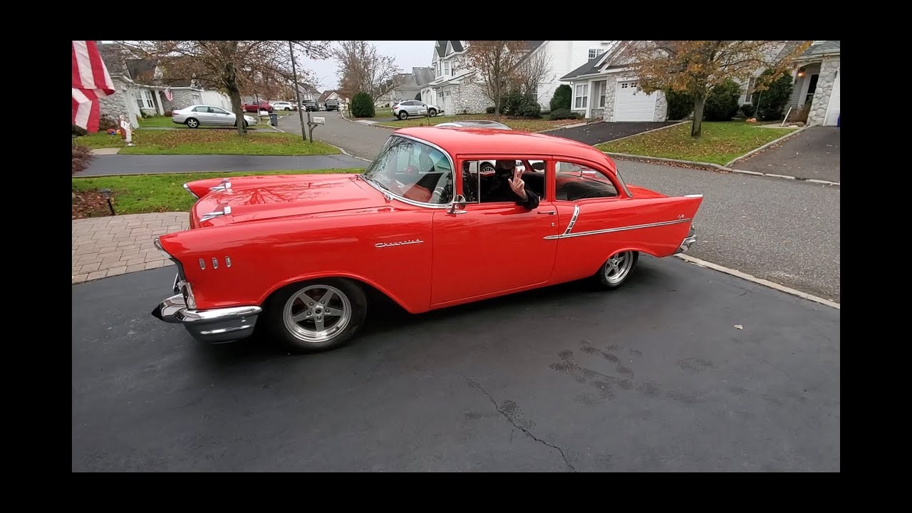 1957 Chevrolet! Red Hot! This car is beautiful! Listen to the exhaust ...