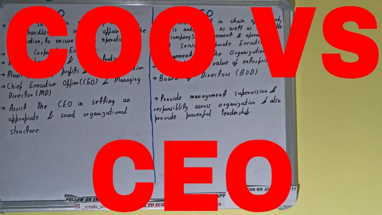 Difference between coo and ceo - YouTube