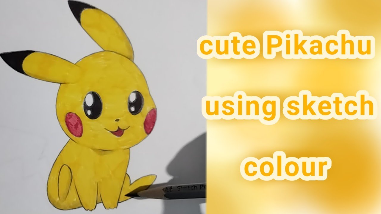 Cute Pikachu drawing with sketch colour full video || harit arts - YouTube