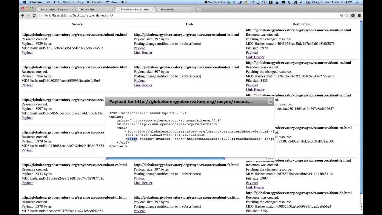 ResourceSync Change Notification Demo - YouTube