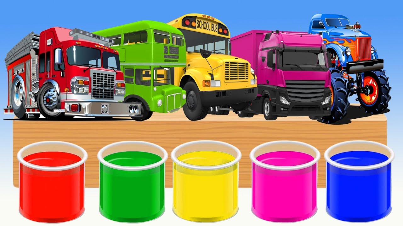 Learn Colors for Children with Street Vehicles Toy Cars and Water ...