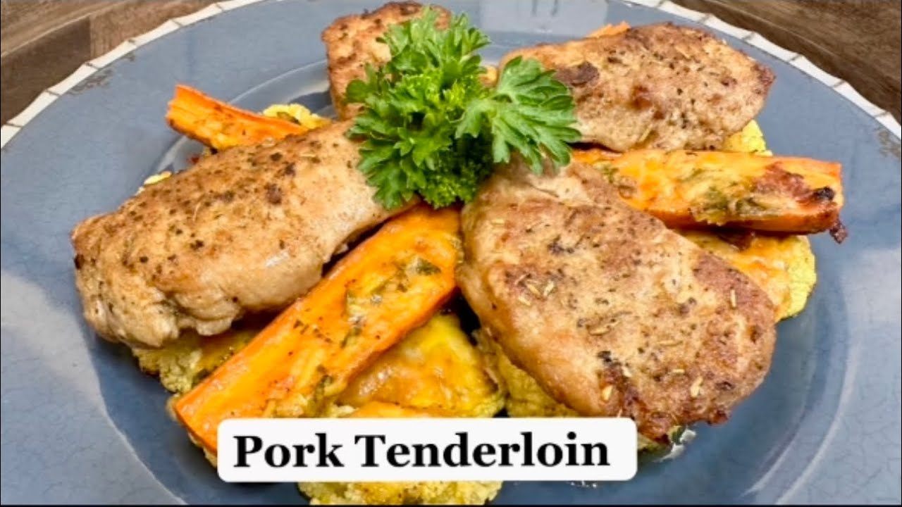 Seasoned Pork Tenderloin Medallions With Cheesy Baked Cauliflower and ...