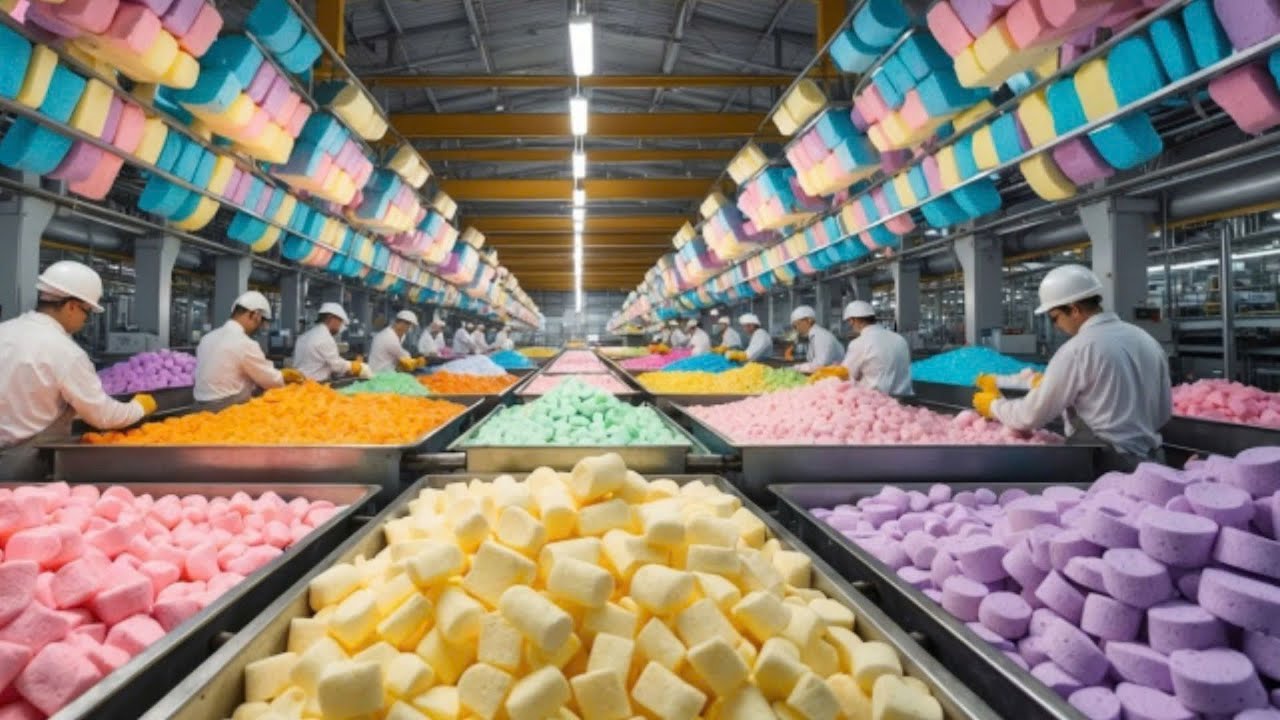 How Marshmallows Are Made in Mega Factories | Inside the Sweet ...