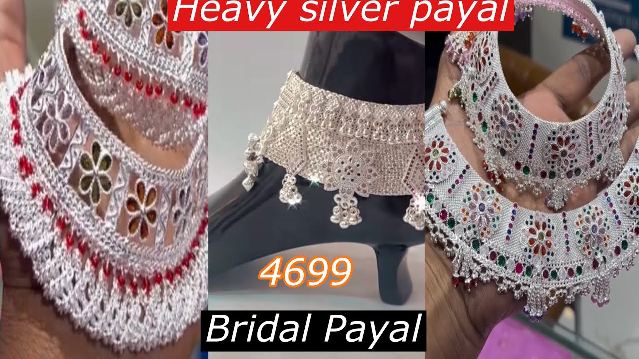 New Dulahn Payal With Weight And Price | Latest Heavy Silver Payal with ...
