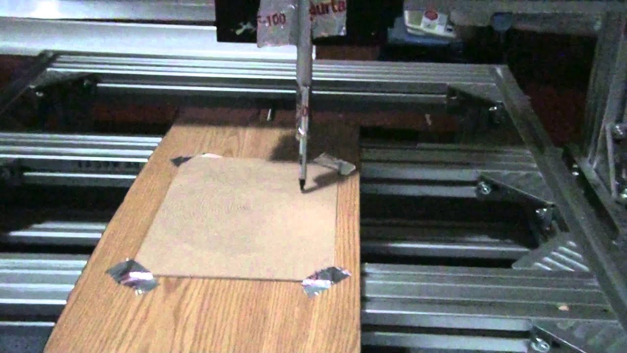 DIY CNC Router w/Pen Holder Drawing Circular Pocket - YouTube