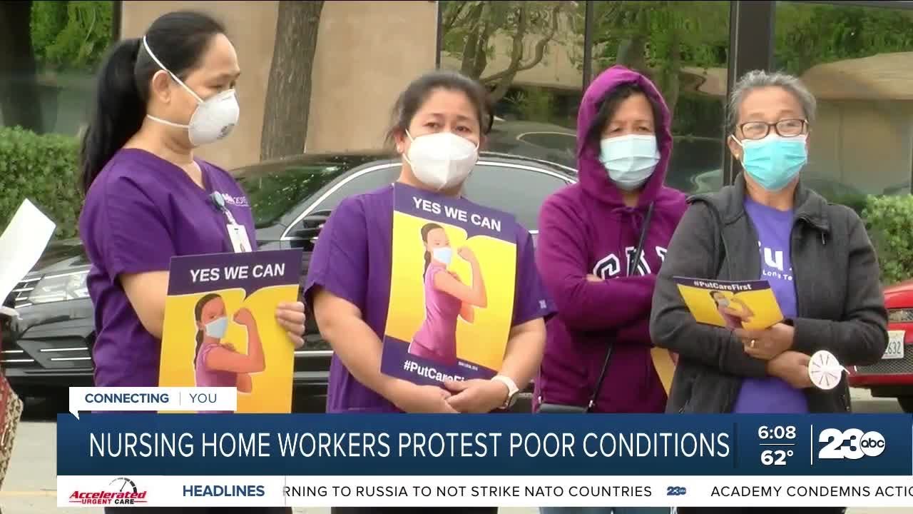 Nursing home workers protest poor conditions - YouTube