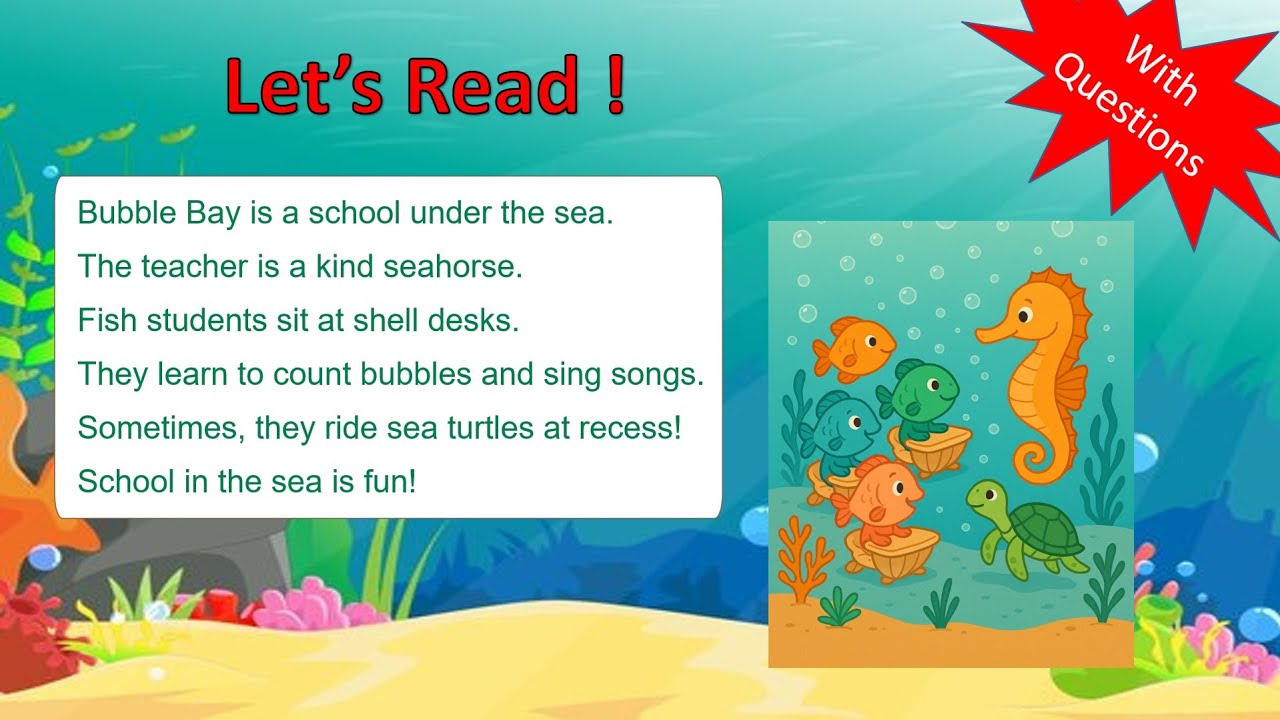 Reading Comprehension for LKG, UKG, Class1 | Practice Reading for ...