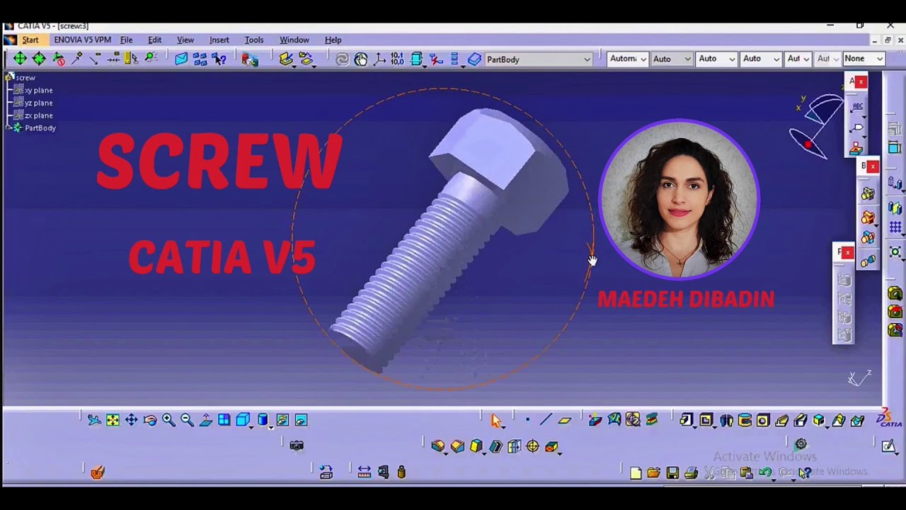 CATIA Tutorial for Beginners Screw - Step-By-Step 3D Design - YouTube
