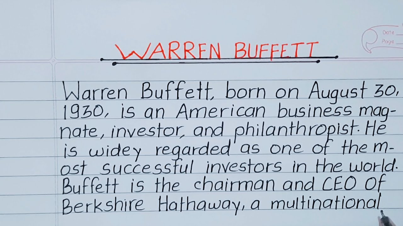 Warren Buffett biography in english writing|Short essay about Warren ...