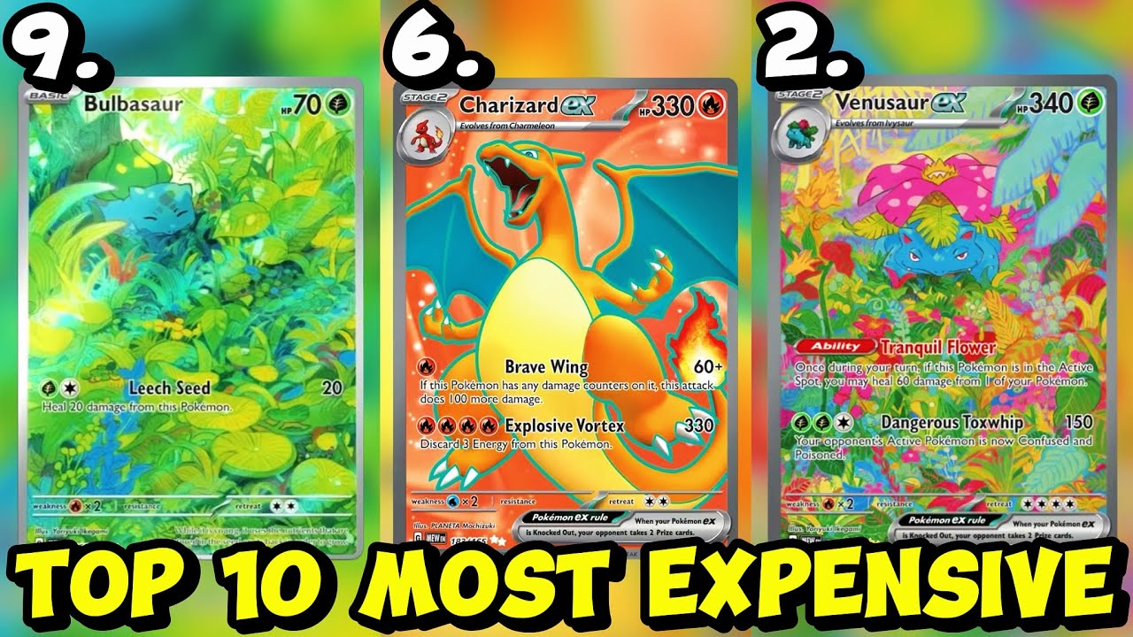 Top 10 Most Expensive Pokémon Cards In Pokemon 151 - YouTube