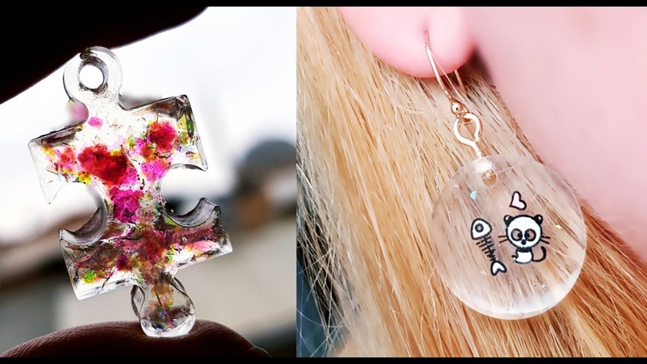 10 DIY JEWELRY MAKING WITH EPOXY RESIN / Earring, Bracelet, Necklace ...