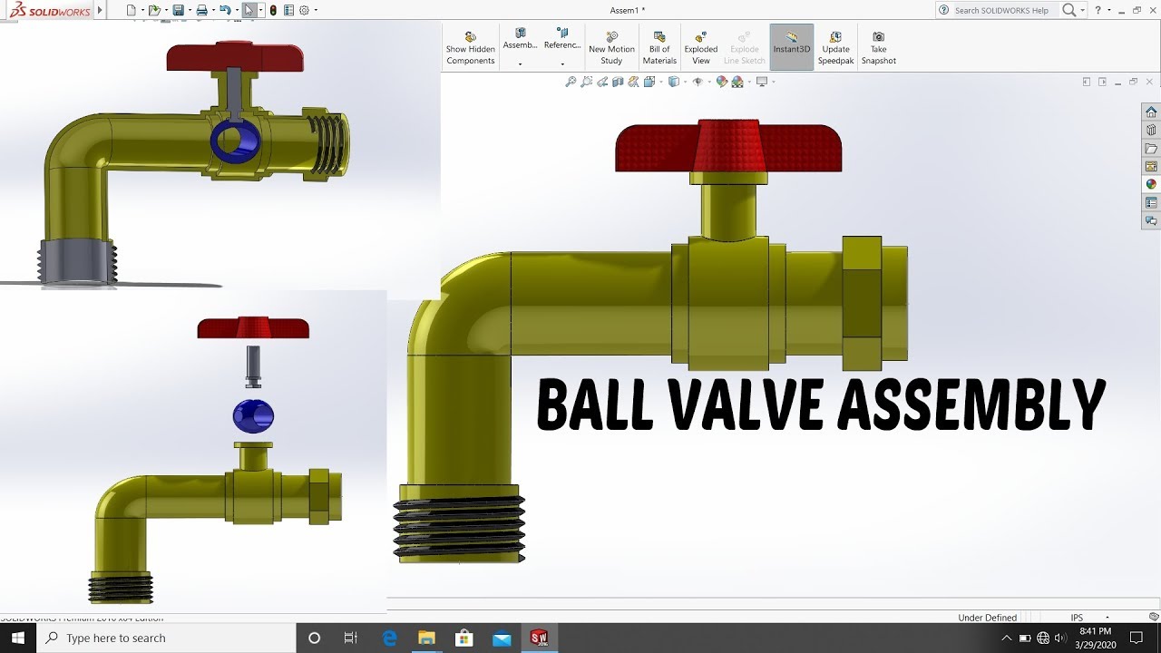 SOLIDWORKS BALL VALVE ASSEMBLY DESIGN.BALL VALVE ASSEMBLY IN SOLIDWORKS ...