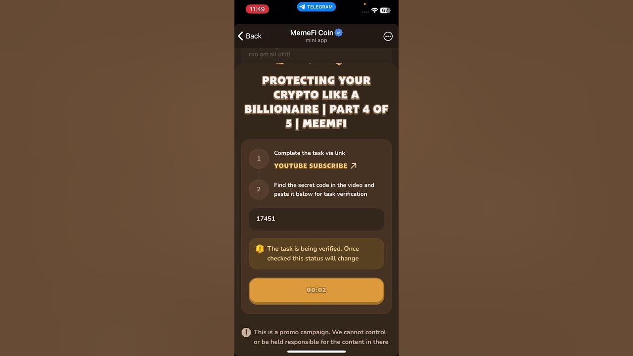 Protecting Your Crypto Like a Billionaire |Part 4 of 5 | MeemFi #memefi #code - YouTube