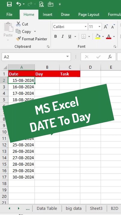 MS Excel: Convert Date to its Corresponding Day #msexcel - YouTube
