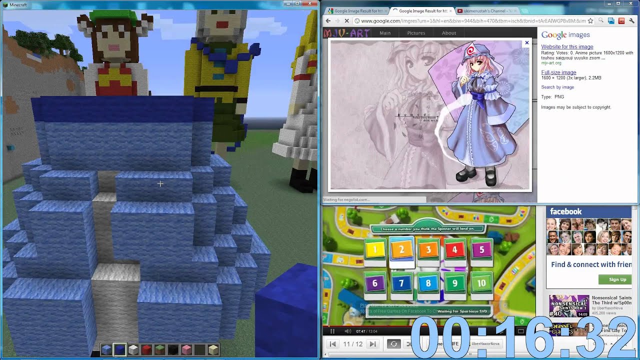 【Touhou Minecraft】 - Yuyuko Saigyouji [3D Pixel Art] - YouTube