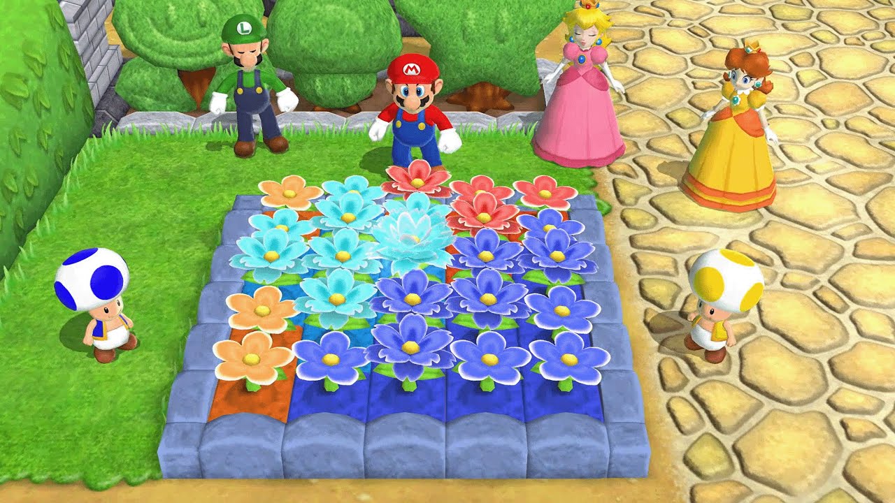 Mario Party 9 - Mario vs Peach vs Luigi vs Daisy - Garden Battle ...