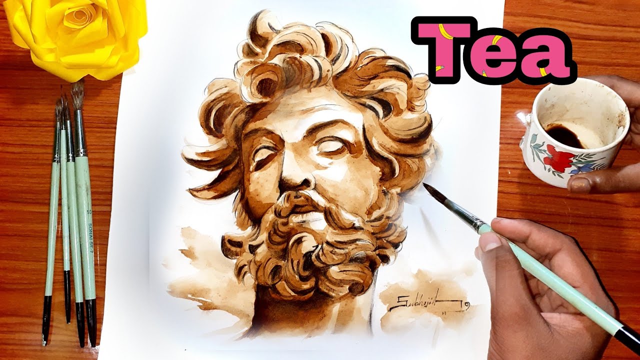 Tea painting tutorial // coffee painting tutorial// #coffeepainting ...