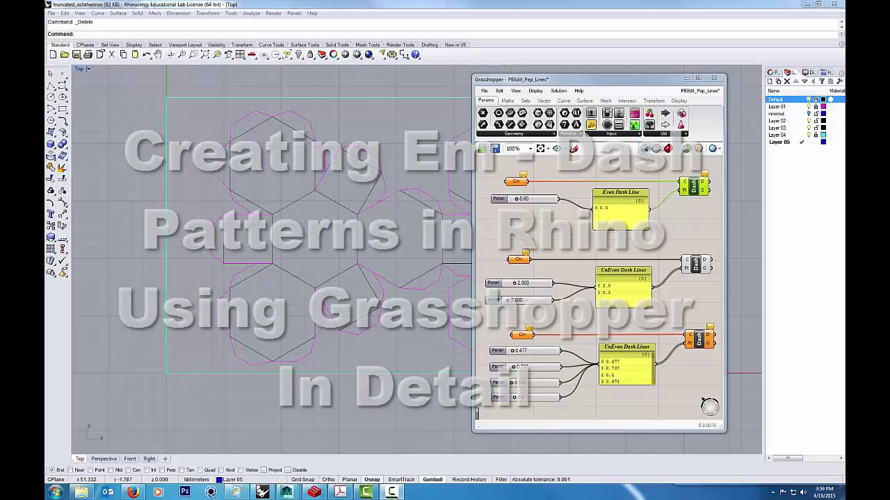 Em-Dash Lines In Rhino Using Grasshopper - YouTube