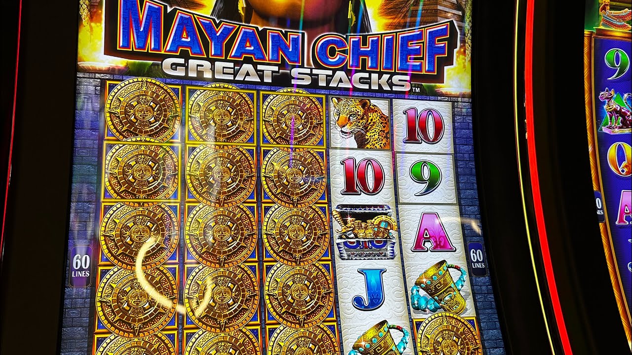 MAYAN CHIEF Slot Machine Great Stacks 2 BIG retriggers - YouTube