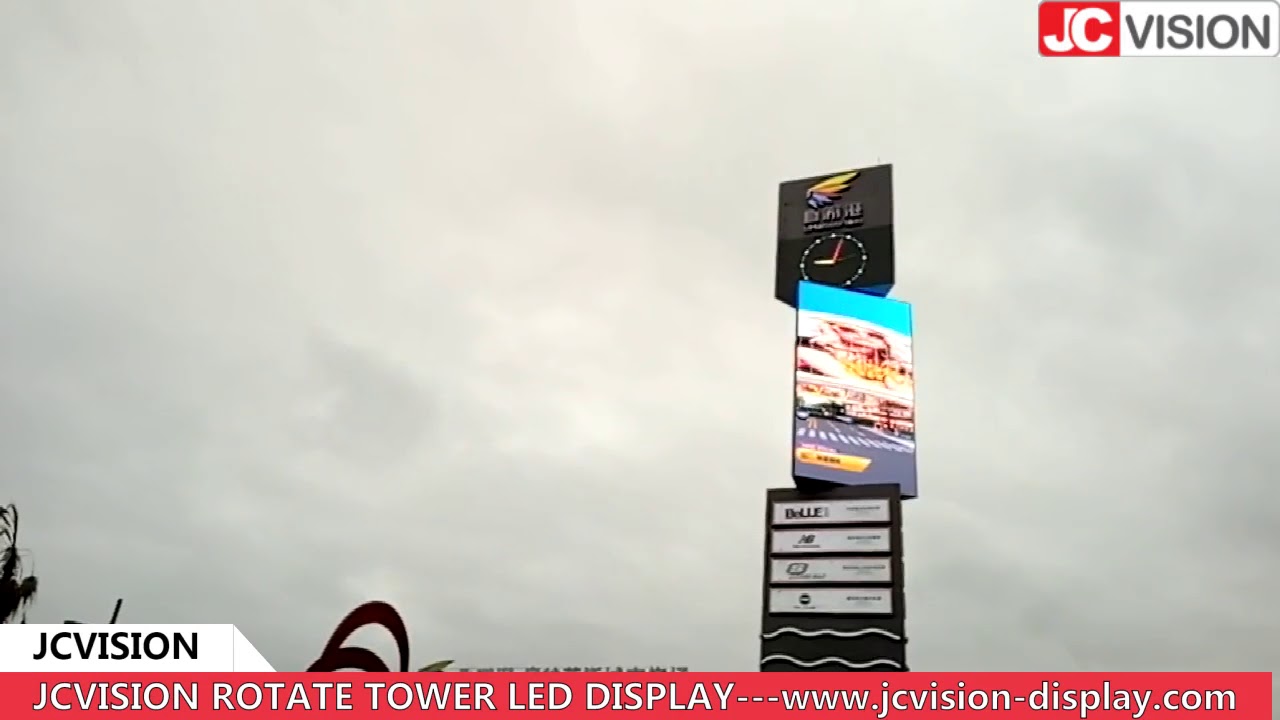 JCVISION ROTATING TOWER LED DISPLAY - YouTube