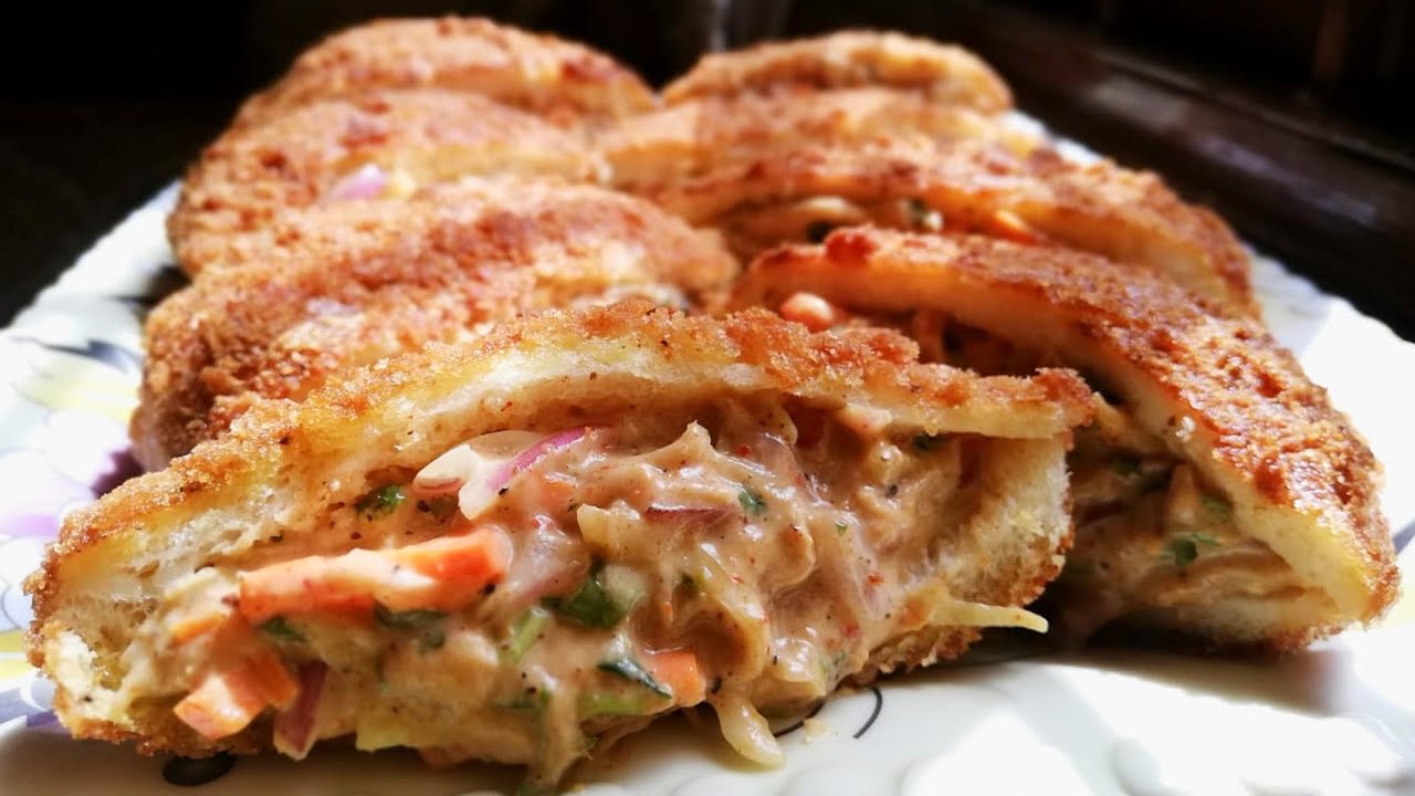 Bread Pockets|Chicken Mayo Bread Pockets|Kids Snack Recipe By Food ...