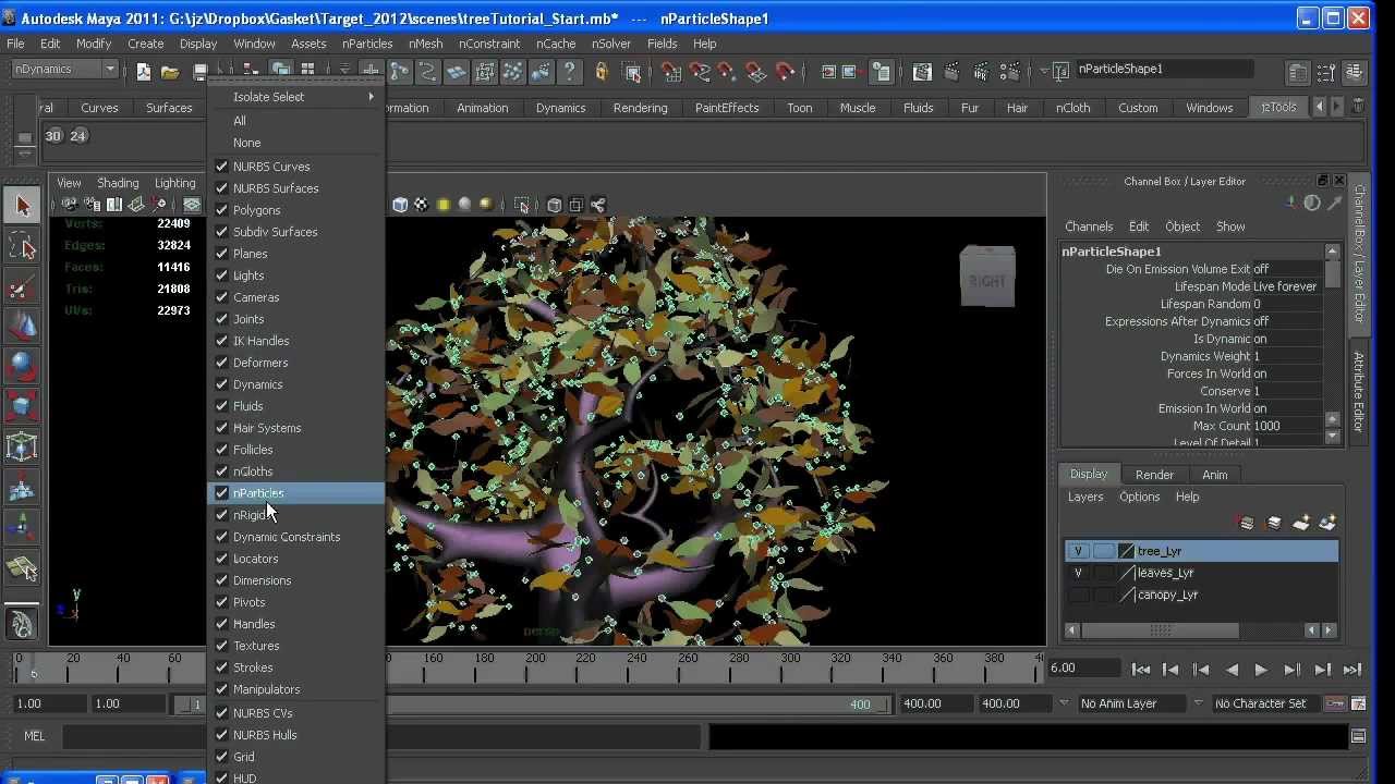 Tutorial: Using nParticles for falling leaves Part02 - YouTube