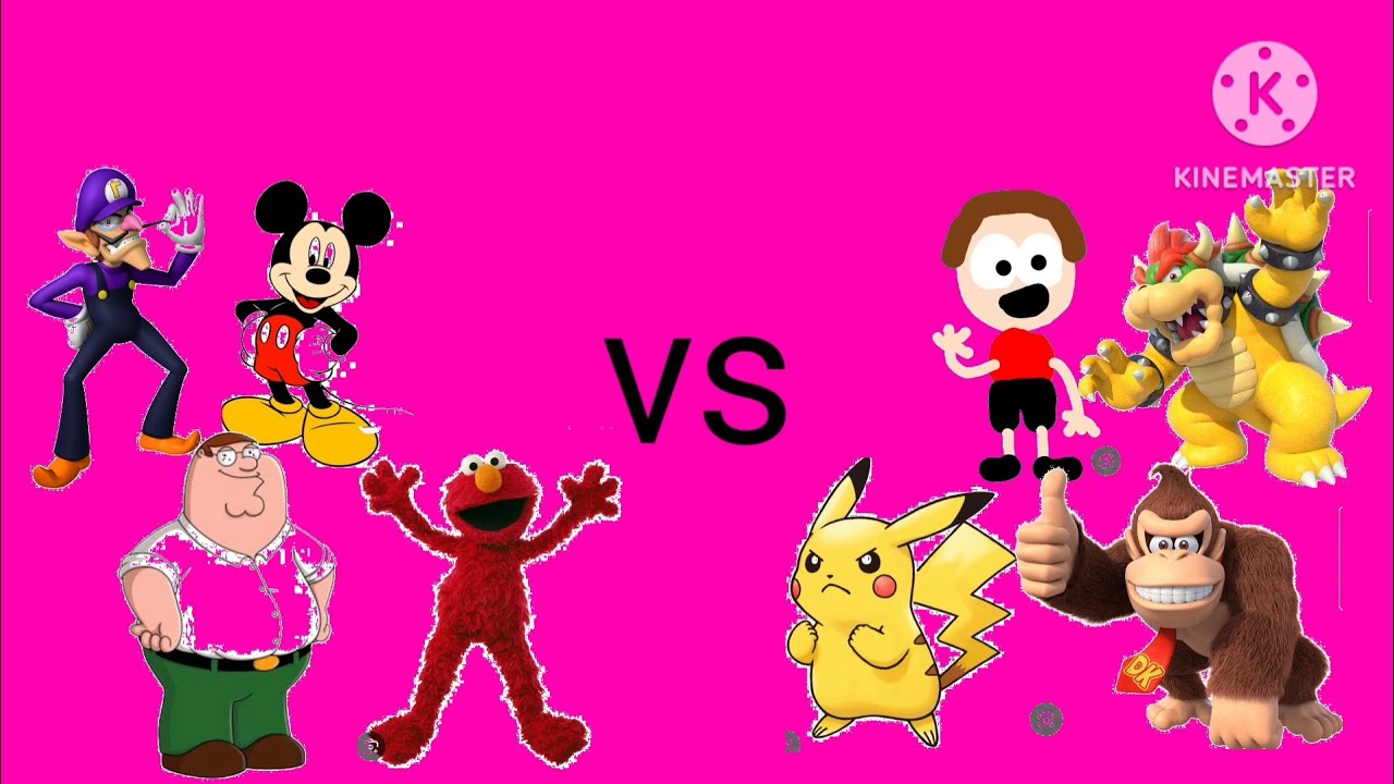 SSBU Battle: Waluigi, Mickey Mouse, Peter Griffin and Elmo vs Pikachu ...