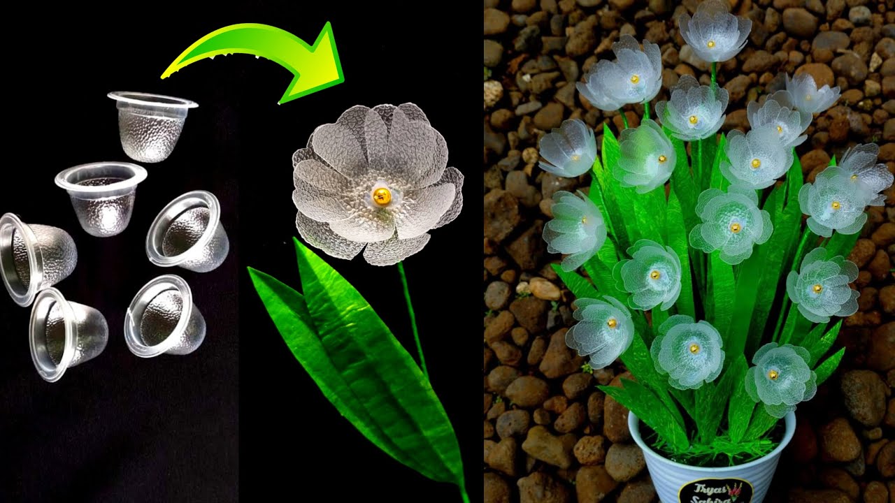 Ide Kreatif Membuat Bunga dari Cup Jelly Bekas - YouTube