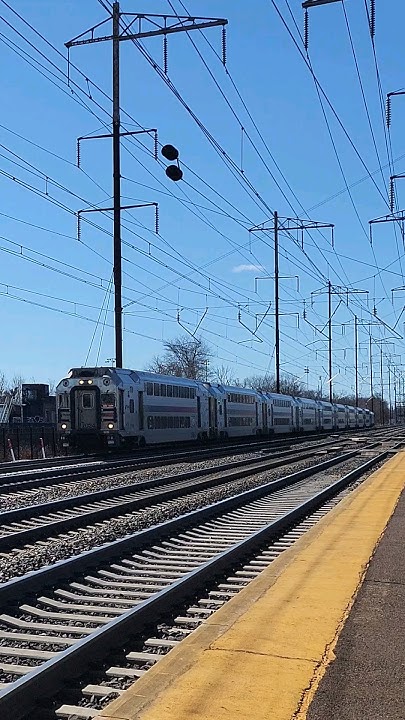 NJT NEC Line Train #7828 Dashes Through Jersey Ave with Mutilevel #7024 Leading #shorts #fyp ...