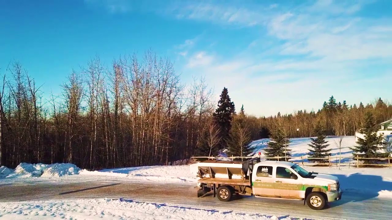 Sanding Icy Driveway with Salt Dogg Truck Sander - YouTube