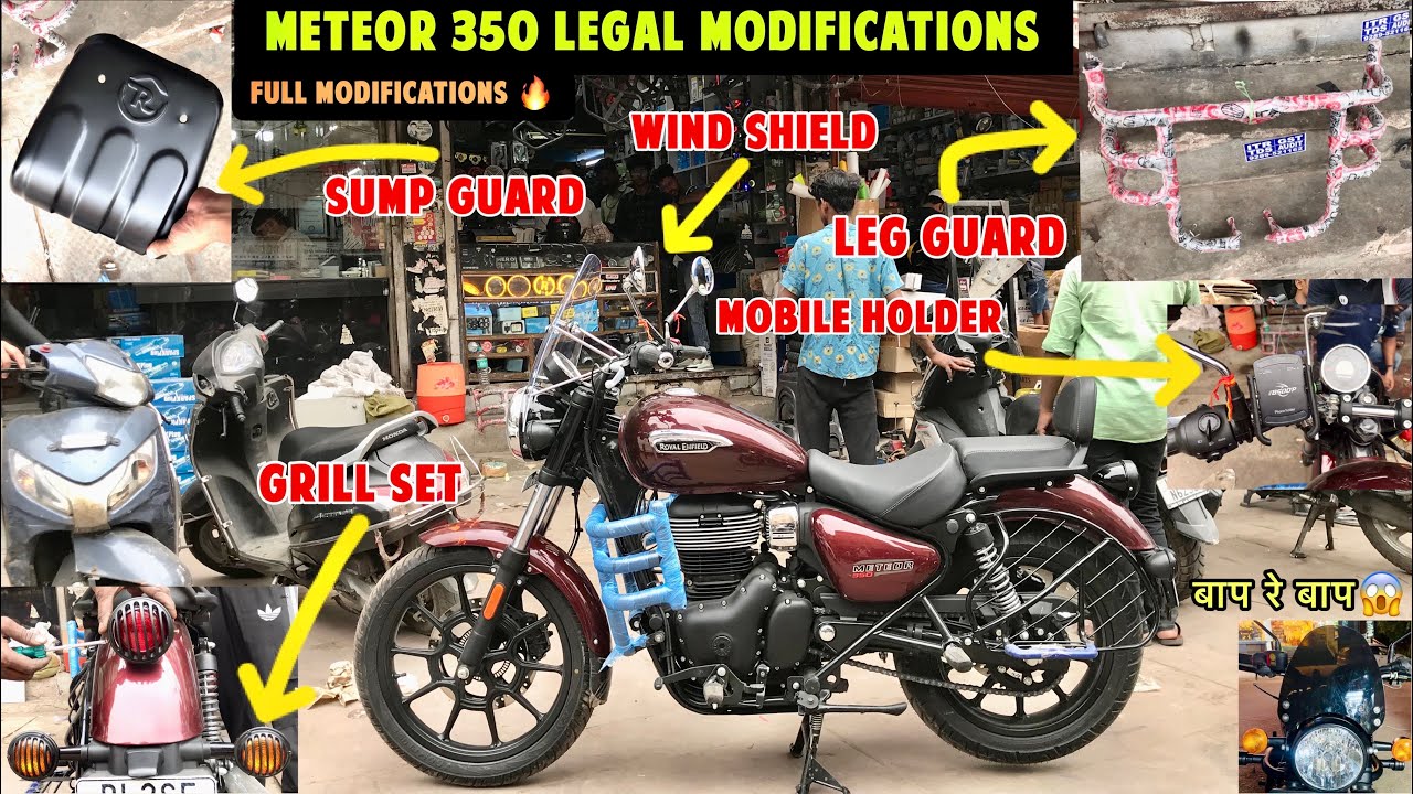 Royalenfield Meteor 350 Full Modifications 🔥 | Windshield | Legguard ...