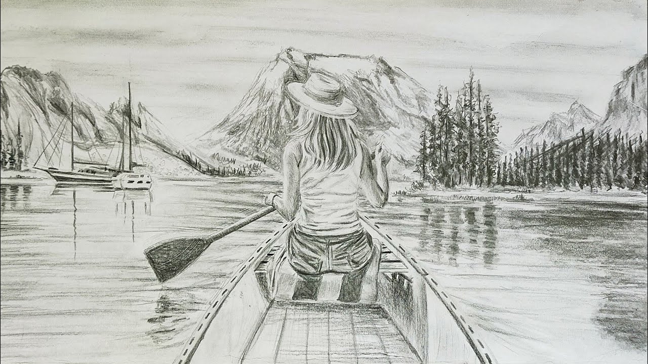 How To Draw & Shade A Easy Simple Scenery In Atmospheric Perspective ...