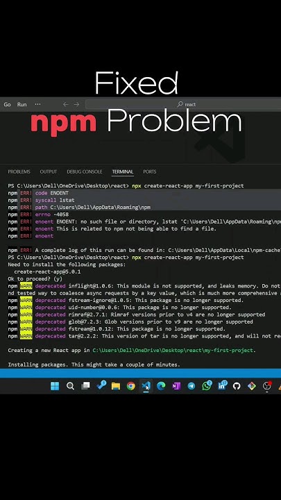 npm Error fixed | install react app in vs code #shorts #tech #coding - YouTube
