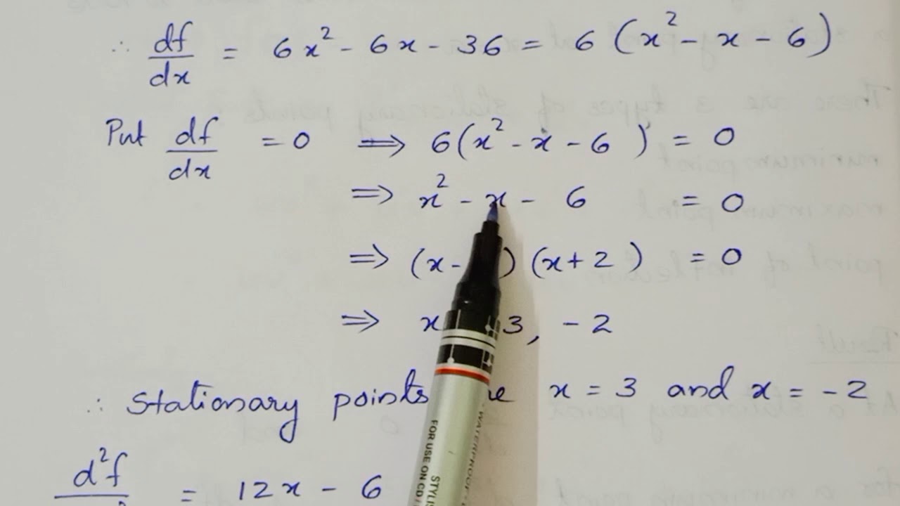 Maths for S1( Stat ) module1 problem of stationary points - YouTube