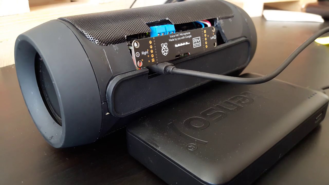 Prototype Raspberry Pi Google AIY voice HAT boombox - YouTube