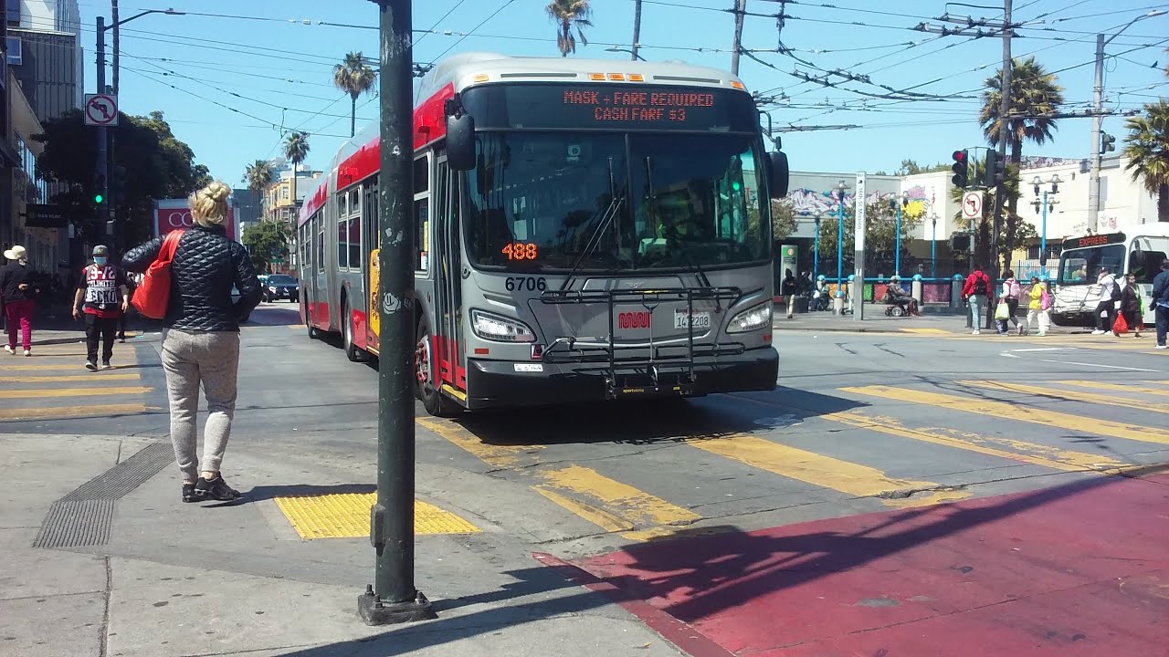 SF Muni 2015 New Flyer XDE60 6706 on Route 14R - YouTube