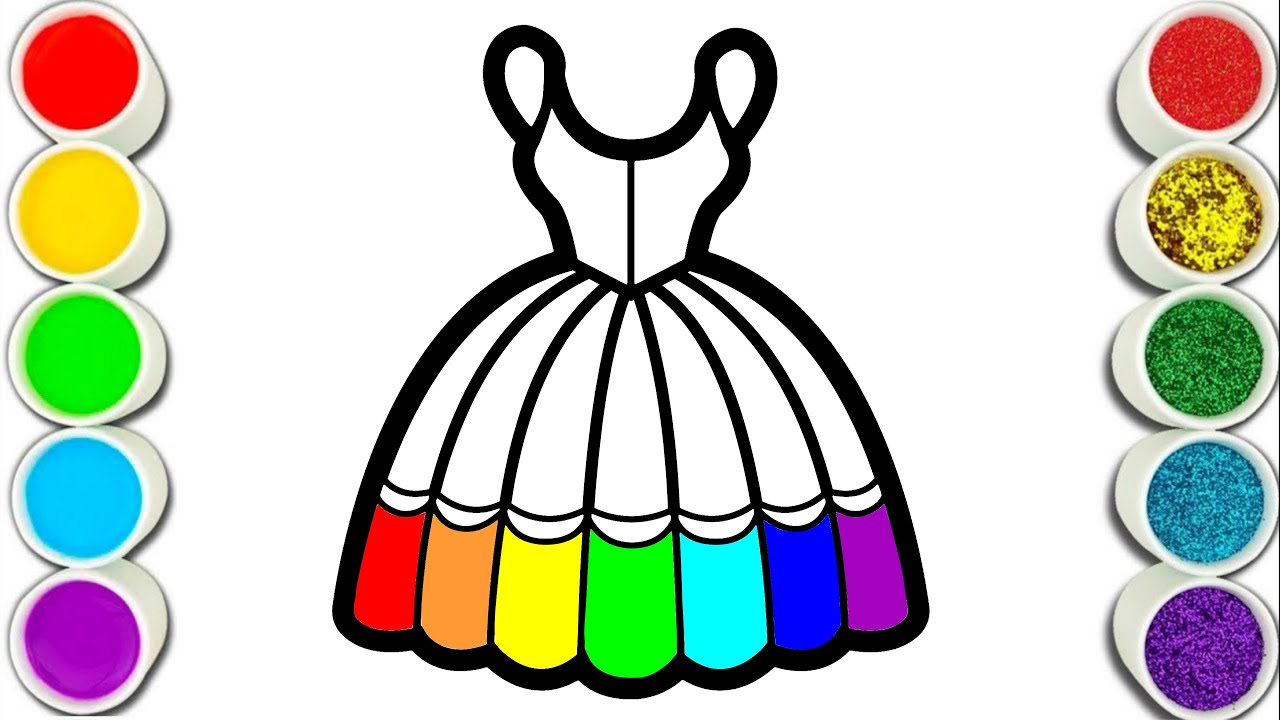 Rainbow Princess Dress 🌈👗Drawing Colouring and Painting For Kids and ...