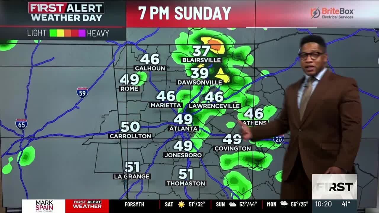 First Alert | Spotty showers Sunday; Colder air builds in Monday night ...