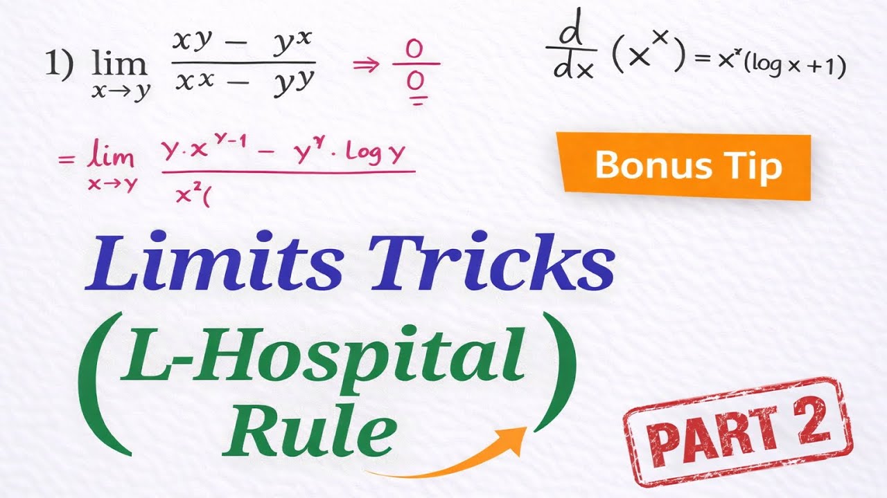 L-Hospital Rule - Part 2 | Limits Tricks | MH-CET | Mathematics | How ...