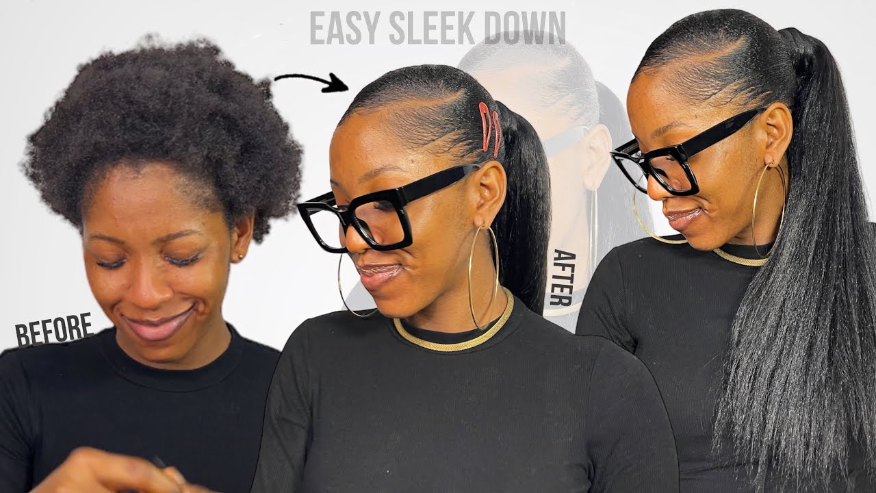 How to do a sleek ponytail on short 4c natural hair - YouTube