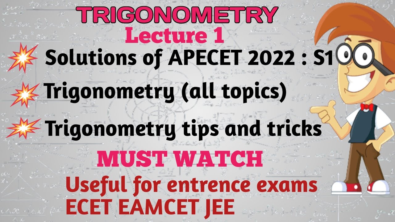 TRIGONOMETRY || SOLUTIONS OF APECET 2022 || SESSION 1 || TIPS AND ...